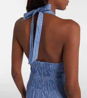 Faithfull The Brand Marais Checked Linen Midi Dress