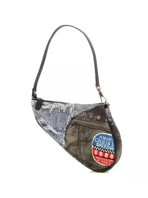 Dior Vintage Saddle Printed Denim Mini Clutch Bag - Blue