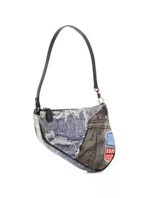 Dior Vintage Saddle Printed Denim Mini Clutch Bag - Blue