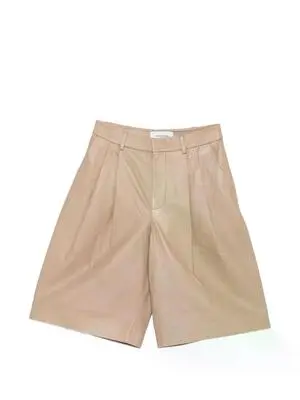 YVES SALOMON Pleated Leather Shorts