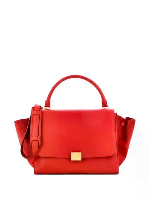 Celine Trapeze Leather Satchel - Red