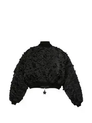 Cecilie Bahnsen Floral Appliqué Cropped Bomber Jacket