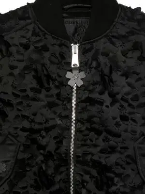 Cecilie Bahnsen Floral Appliqué Cropped Bomber Jacket