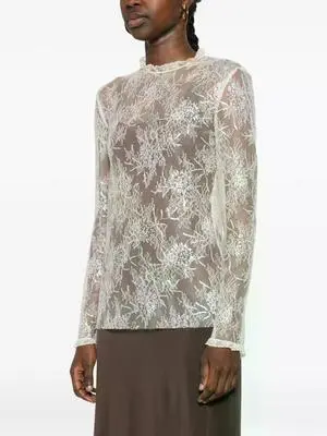 Alberta Ferretti Lace Floral Blouse