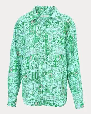 LILLY PULITZER Stuff Addison Button Down Shirt - Bunny Blue Key West Destination
