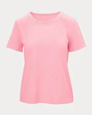 Lilly Pulitzer® Knit Top With Pearl Trim - Conch Shell Pink