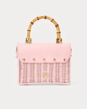 LILLY PULITZER Teighen Bow Wicker Bag - Pink Muse