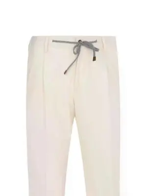 BARBA NAPOLI Roma Drawstring Pleated Trousers - Neutrals
