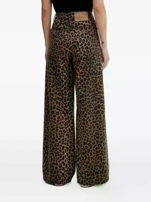 Adidas Leopard-print Wide Leg Jeans