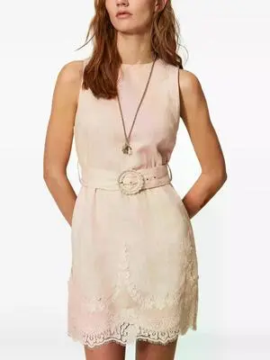 TWINSET Lace-trim Belted Dress - Pink
