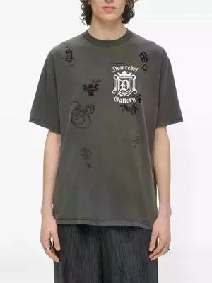 DOMREBEL Lion Crest Print T-shirt - Grey