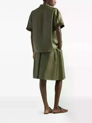 Prada Pleated Nappa-leather Mini Skirt - Green