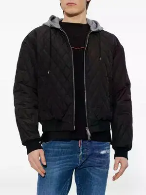 Dsquared2 Hooded Quilted Bomber Jacket - Black