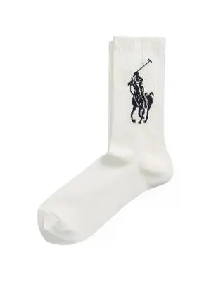Polo Ralph Lauren Logo Ribbed Knit Socks - White