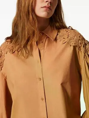 TWINSET Poplin Shirt With Macramé Inserts