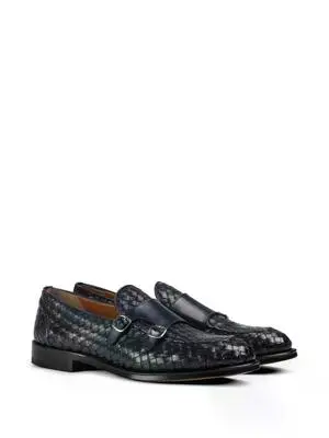 DOUCAL'S Woven Double-buckle Loafers - Blue