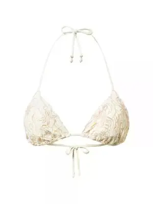TWINSET Floral-embroidered Bikini Top - White