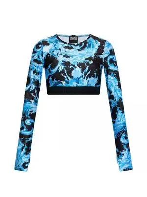 Versace Printed Long-sleeve Crop Top