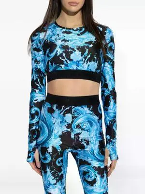 Versace Printed Long-sleeve Crop Top