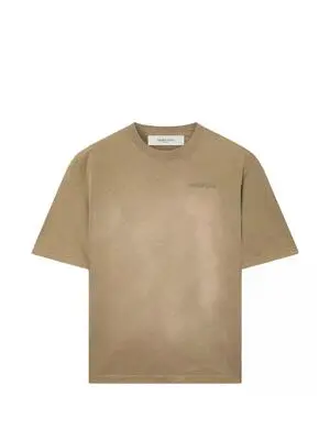 GOLDEN GOOSE Cotton Ribbed Crewneck T-shirt With All-over Embroidery - Neutrals