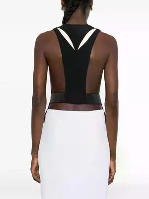 Elisabetta Franchi Waistcoat In Lightweight Crêpe With Two-colour Cut-outs - Black