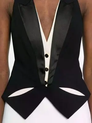 Elisabetta Franchi Waistcoat In Lightweight Crêpe With Two-colour Cut-outs - Black