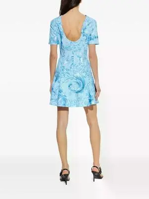 Versace Pleated Printed Mini Dress