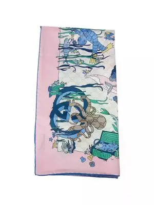 Gucci Aquatic-motif Scarf - Pink