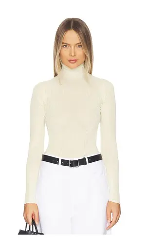 SEROYA Belen Ribbed Turtleneck Top