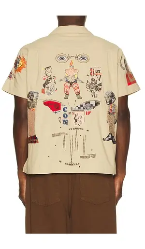 SAMUEL ZELIG Collage Camp Shirt In . Also - White