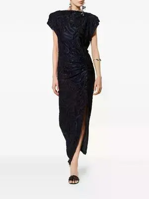 Isabel Marant Étoile Ladan Dress With Geometric Jacquard And Front Slit - Blue