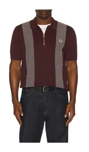 Fred Perry Panel Detail Knitted Polo Shirt In . Also - Red