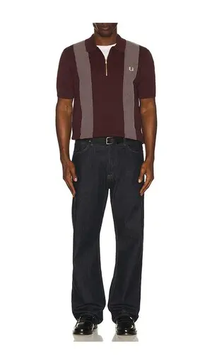 Fred Perry Panel Detail Knitted Polo Shirt In . Also - Red