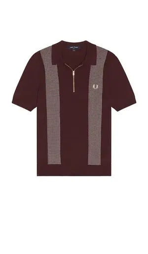 Fred Perry Panel Detail Knitted Polo Shirt In . Also - Red