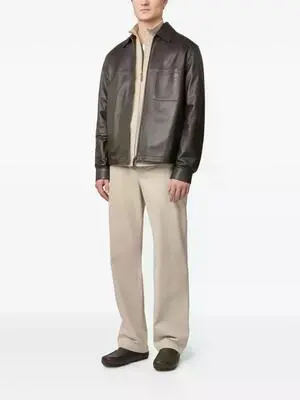TOD'S Zipped Leather Overshirt