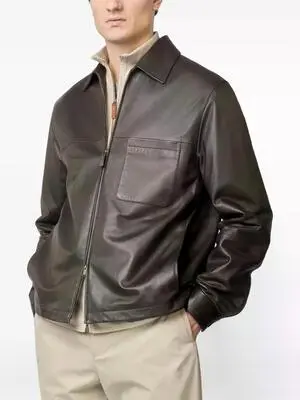 TOD'S Zipped Leather Overshirt