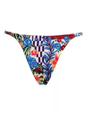 Agua Bendita Floral-patchwork Bikini Bottom