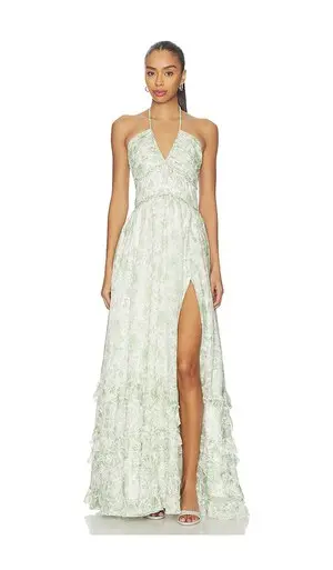 V. CHAPMAN Scarlette Halterneck Maxi Dress