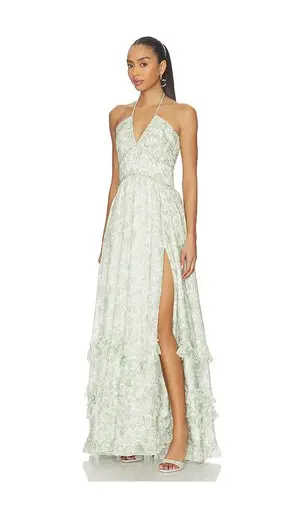 V. CHAPMAN Scarlette Halterneck Maxi Dress