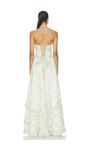 V. CHAPMAN Scarlette Halterneck Maxi Dress