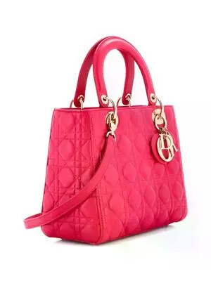 Dior Lady Bag Cannage Quilt Lambskin Medium Satchel - Pink