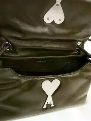 Ami Heart Logo Leather Tote Bag