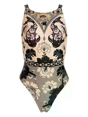 Agua Bendita Floral Print One-piece Swimsuit - White