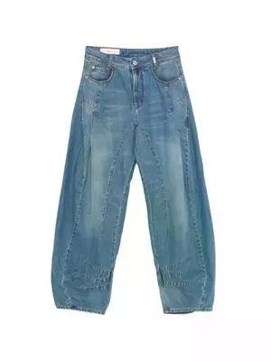 High Contrast-stitching Wide-leg Jeans