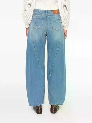 High Contrast-stitching Wide-leg Jeans