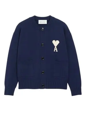 AMI Paris Cardigan With Logo - Blue