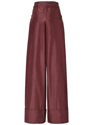 Fendi Belted High-waisted Pants - Bordeaux