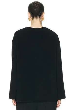 RÓHE Mandarin Double Faced Wool Jacket - Navy
