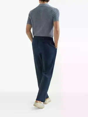 Brunello Cucinelli Drawstring Linen Gabardine Trousers - Blue