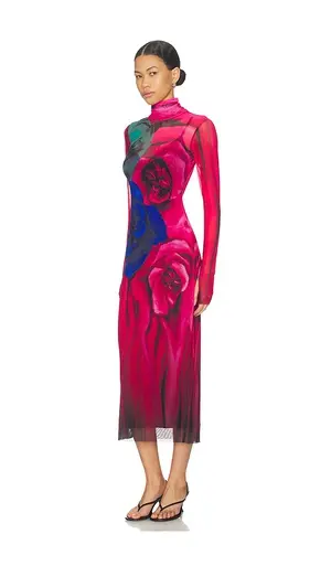 AFRM Shailene Mesh Turtleneck Dress - Red